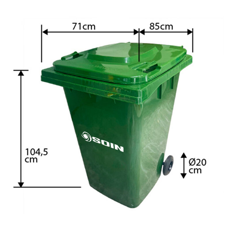 CONTENEDOR DE BASURA CON RUEDAS VERDE 360 LTS. – TecnoPlus
