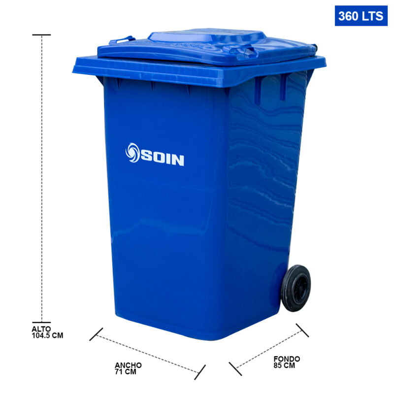 CONTENEDOR DE BASURA CON RUEDAS AZUL 360 LTS. – TecnoPlus
