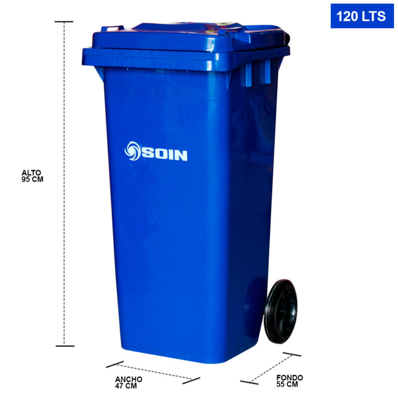 CONTENEDOR DE BASURA CON RUEDAS AZUL 120 LTS. – TecnoPlus
